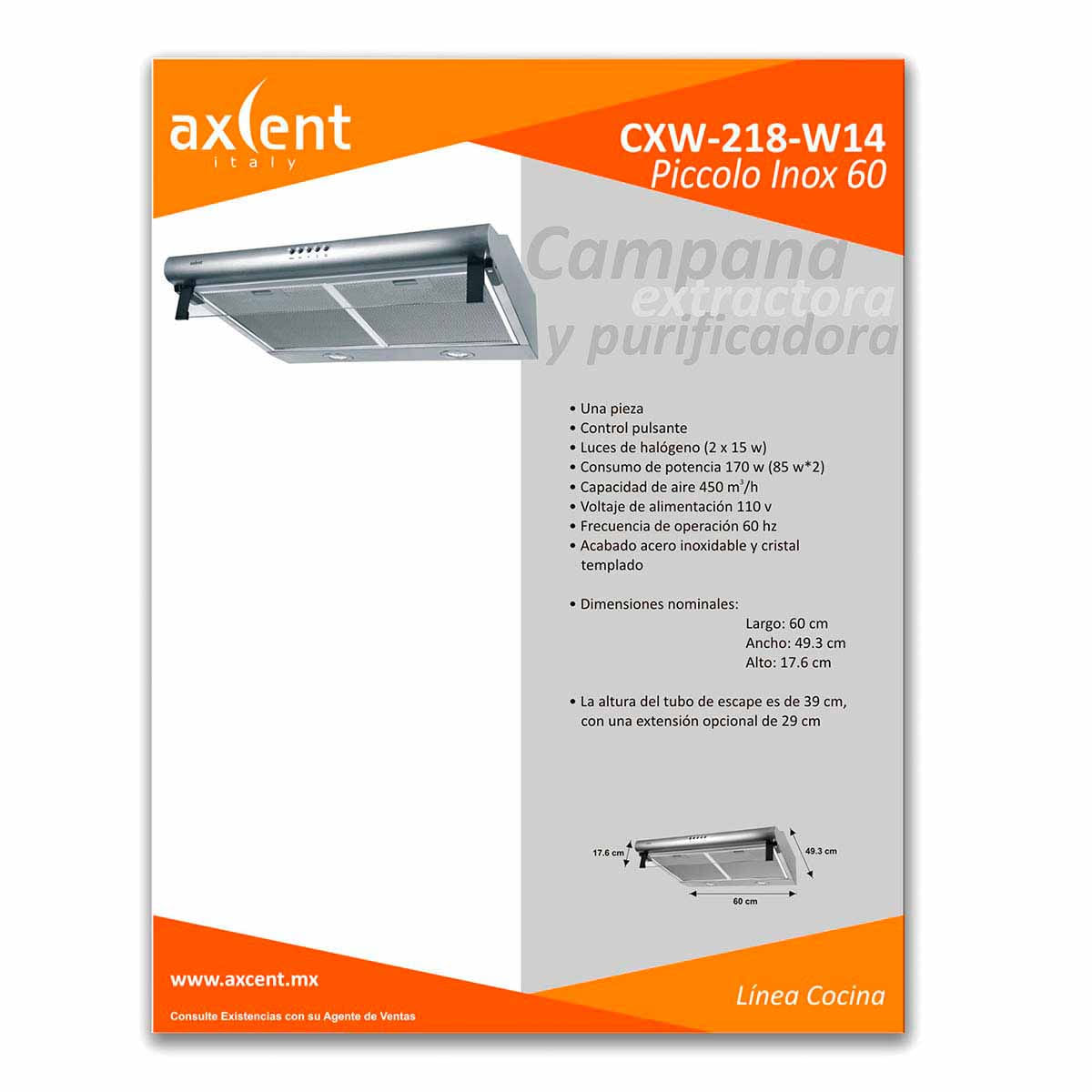 CAMPANA EMPOTRABLE AXCENT DE ACERO