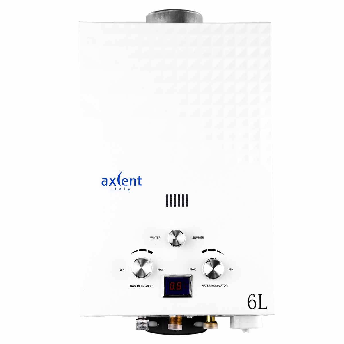 Calentador de Agua Axcent Italy APOLOVI Gas 6 Litros Blanco - Gran Chapur