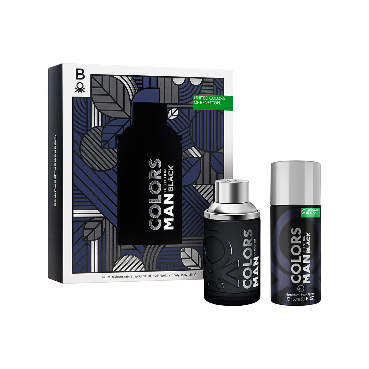 SET BNT COLORS M BLACK(EDT100ML+DEO150ML) - Gran Chapur