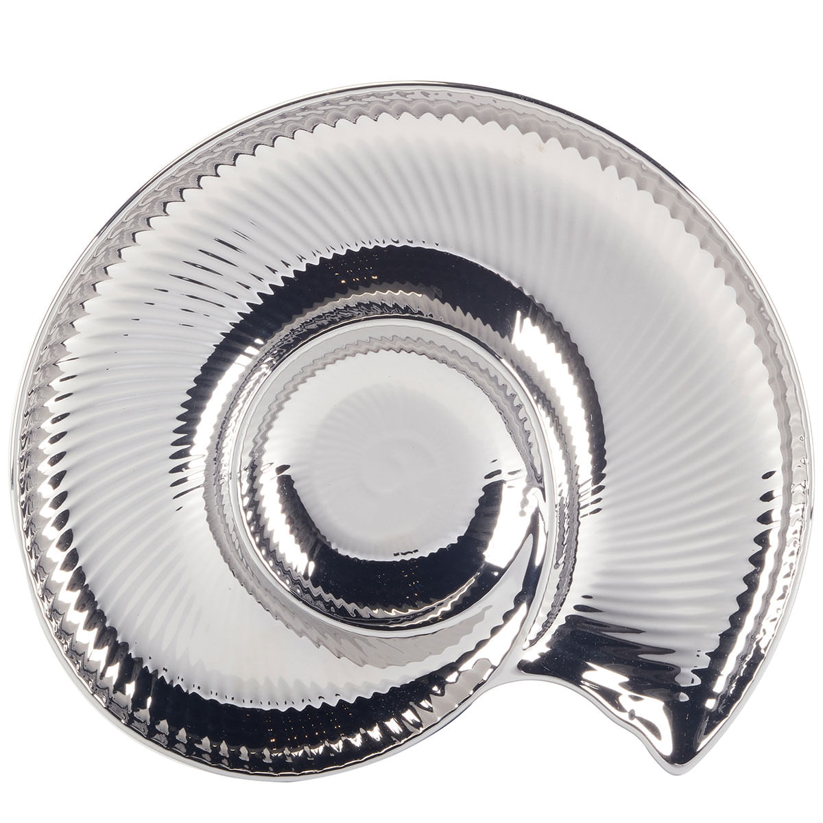 PLATON PARA CHIPS AND DIP 3-D NAUTILUS METALICO PLATEADO 14" X 12 ...