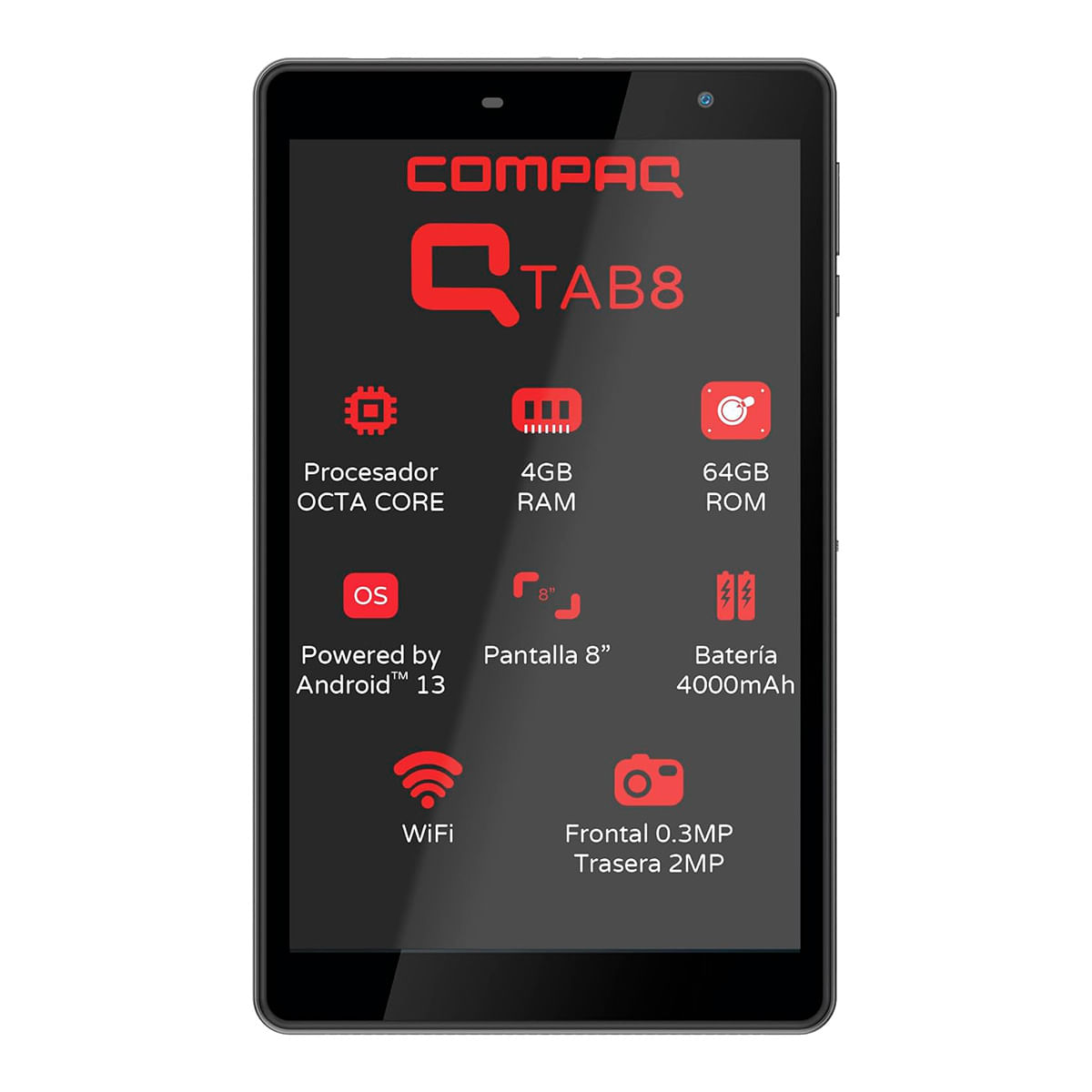 TABLET COMPAQ QTB 8 4+64GB 8" NEGRO - Gran Chapur