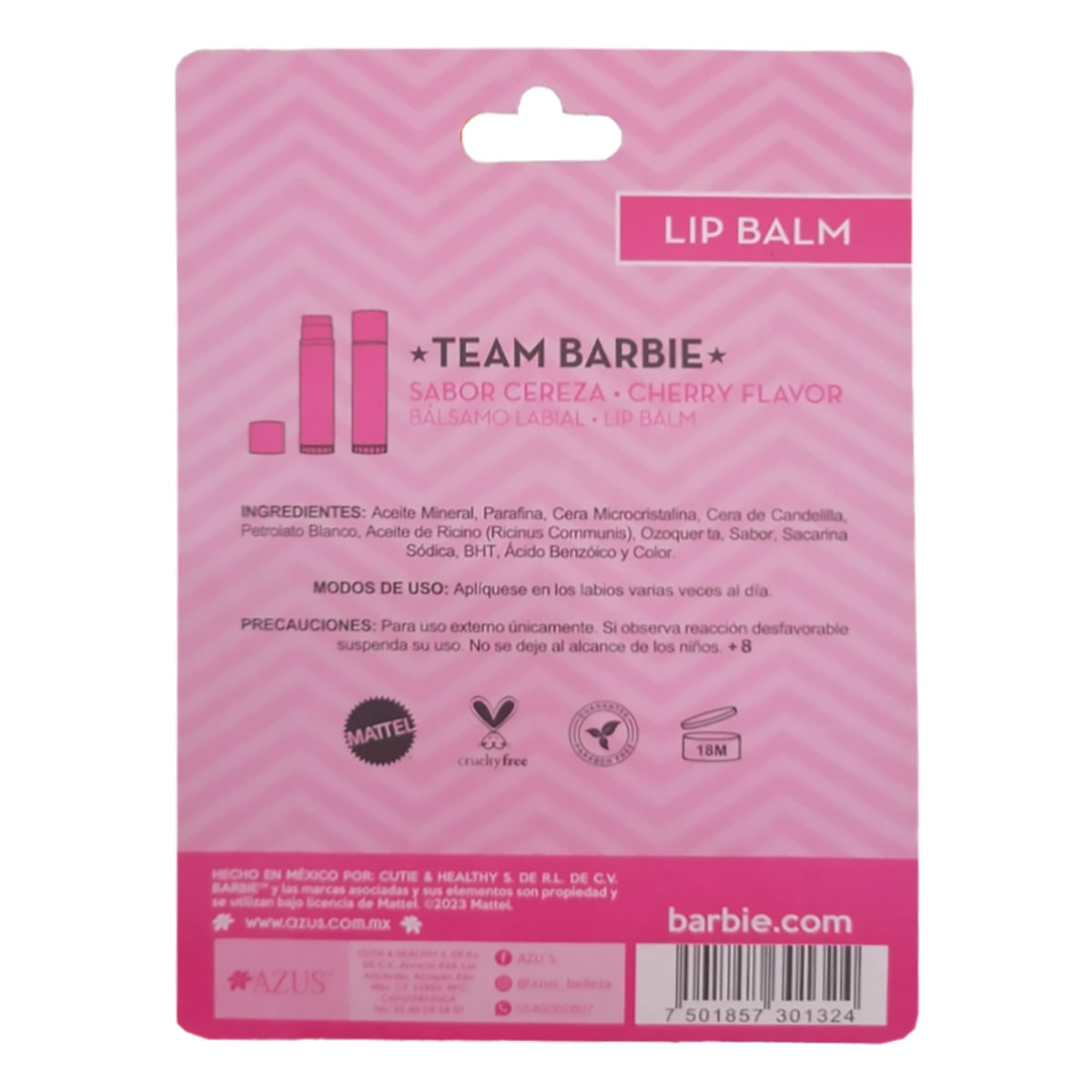 Bálsamo Labial Lip Balm Mattel Barbie 4.5g - Gran Chapur