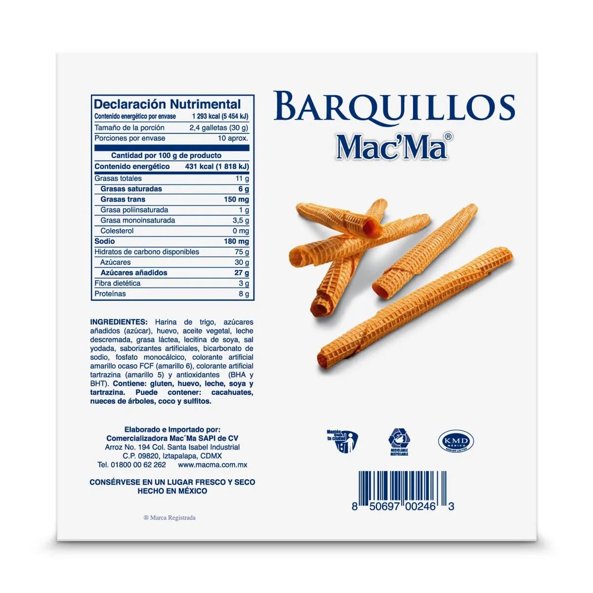 Paquete de Barquillos Mac'ma 300gr - Gran Chapur