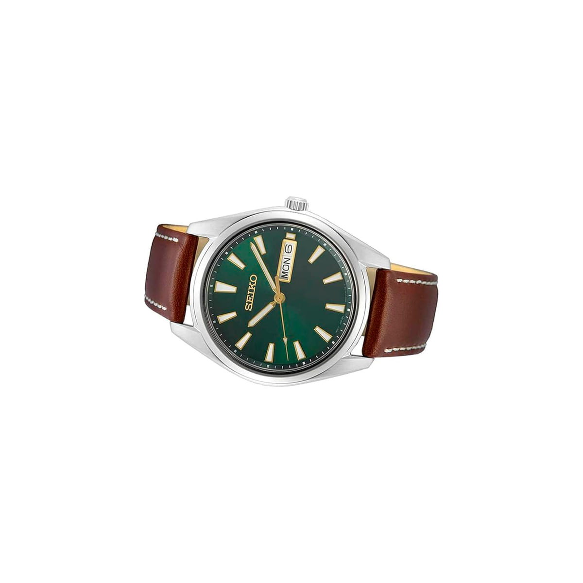 Reloj Caballero Moda Piel Modelo Sur449 Color Café Marca Seiko