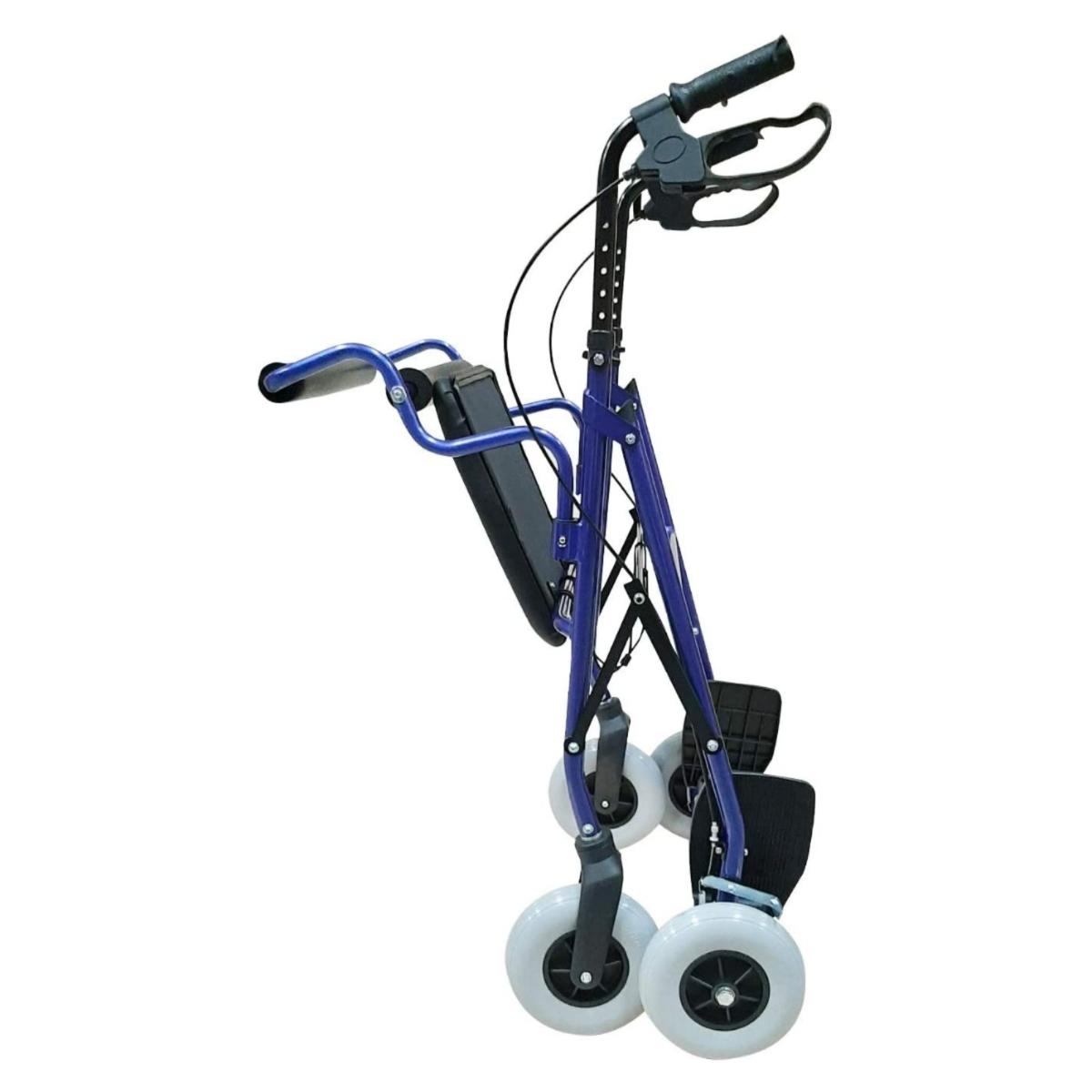 Andadera Rollator Hibrida De Aluminio Silla De Traslado Azul - Gran Chapur